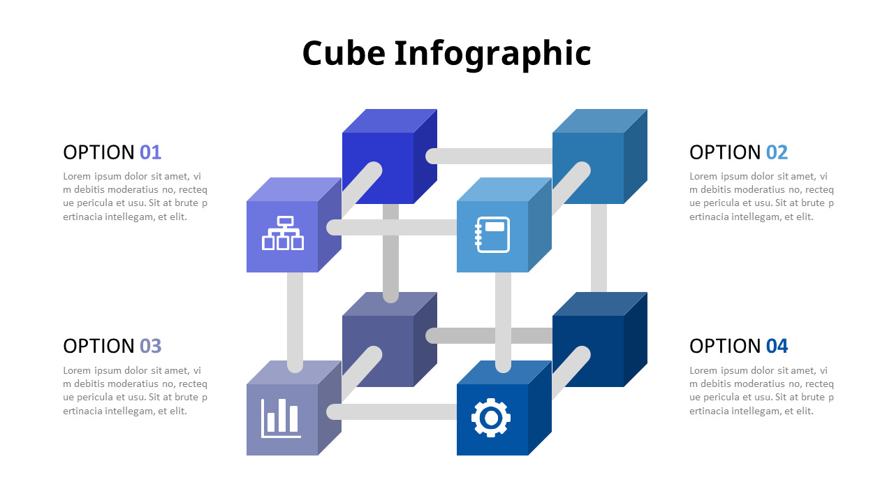 Connect 3D Cubes Infographics Diagram