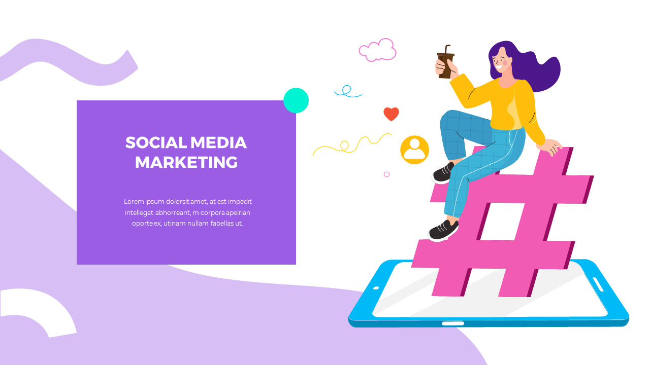 Social Media on Mobile Concept powerpoint template download