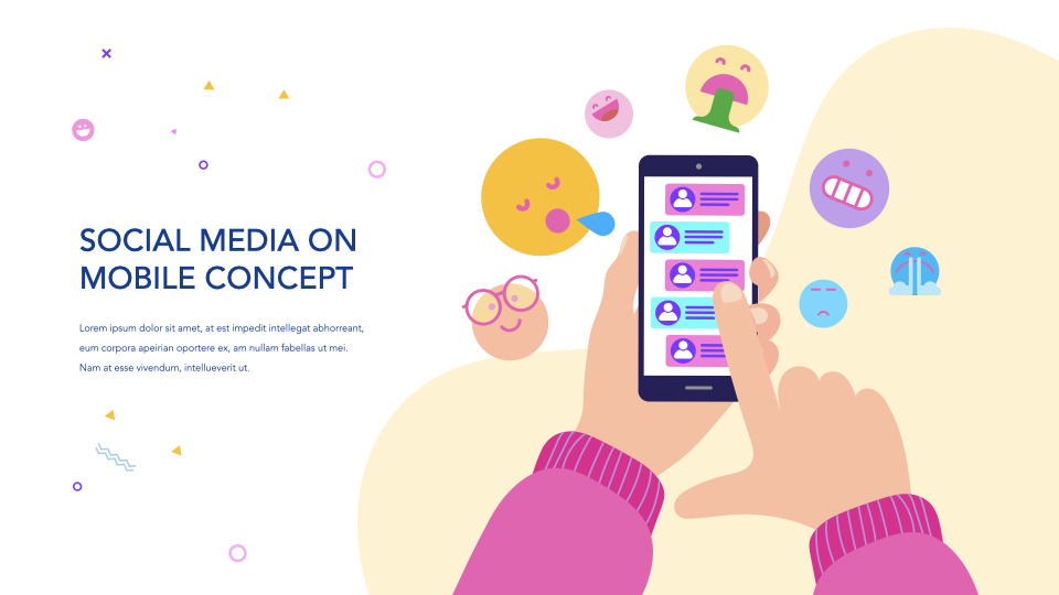 Social Media on Mobile Concept PowerPoint for mac