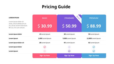 Pricing Guide|List|Diagram