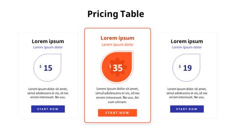 Three Pricing Table|List|Diagram