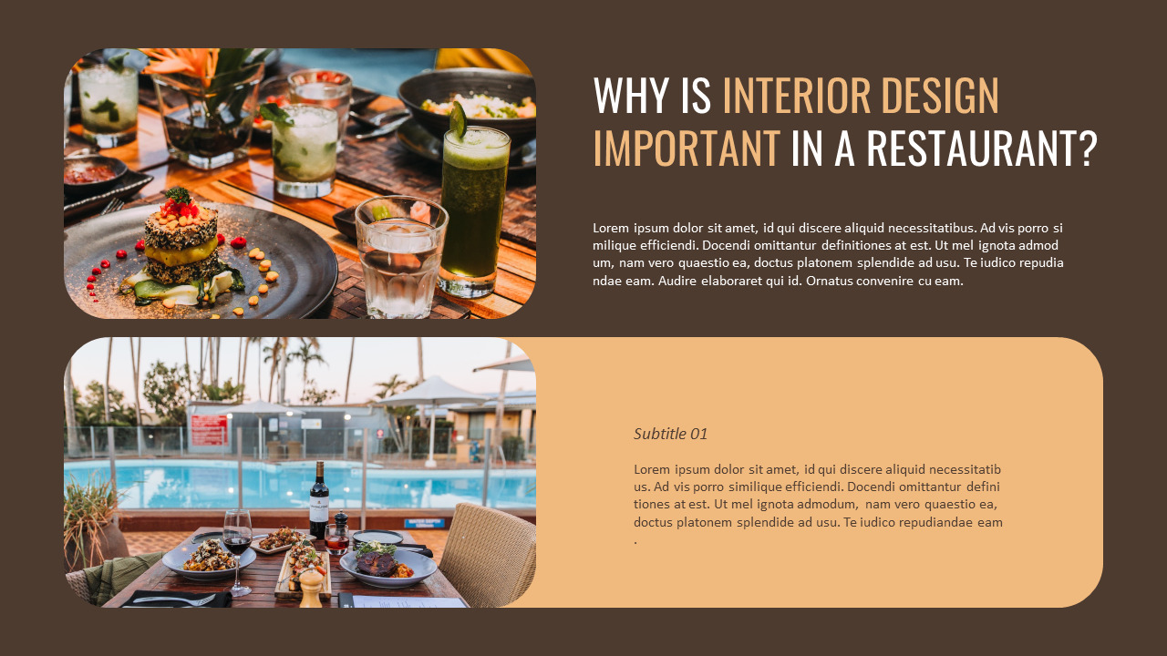Restaurant Interior google slides template|Construction