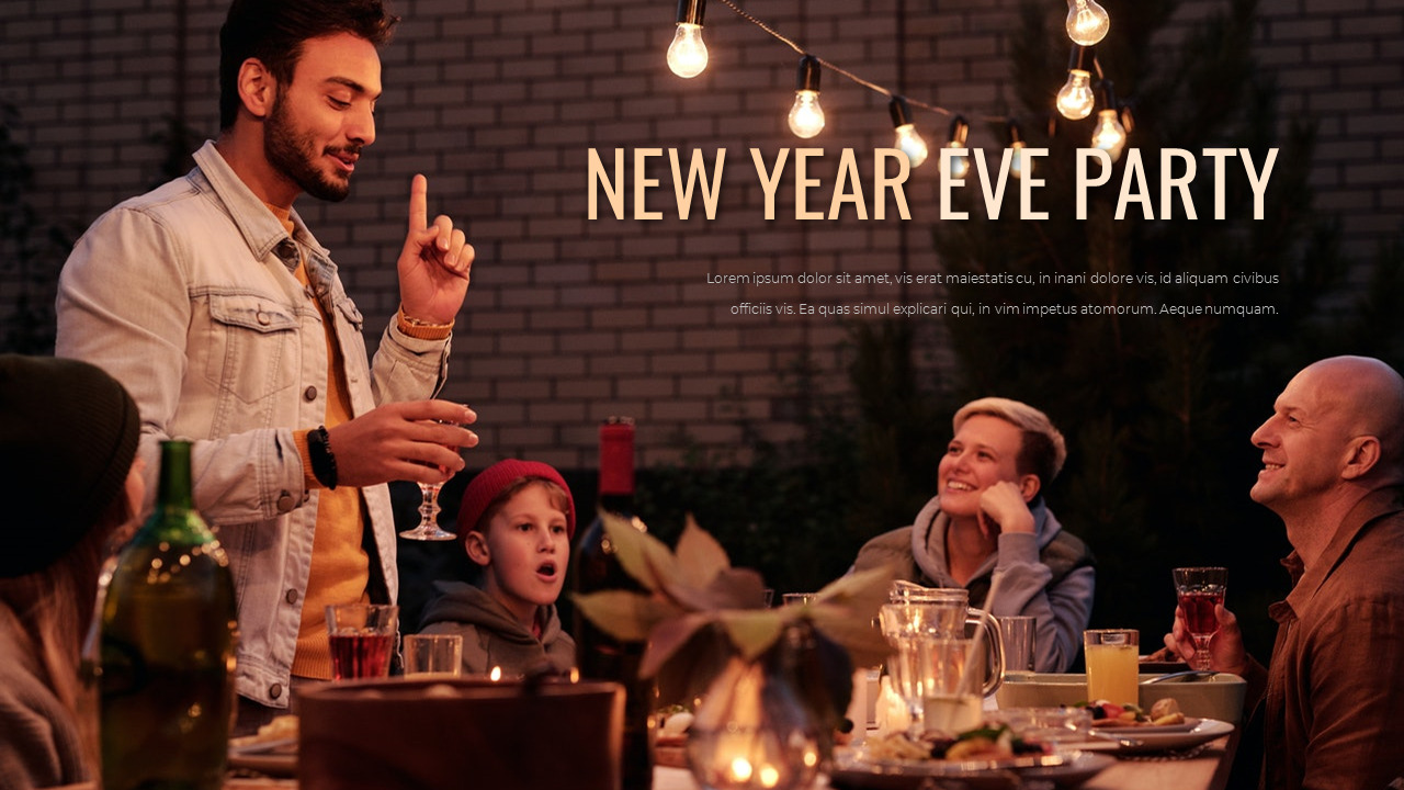 New Year Eve Party PowerPoint to Google Slides|Lifestyle