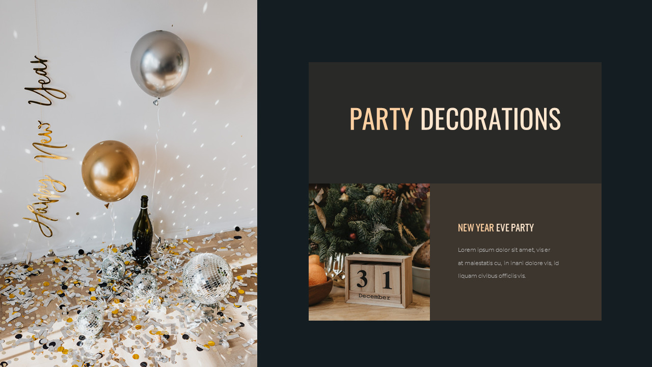 New Year Eve Party PowerPoint to Google Slides|Lifestyle