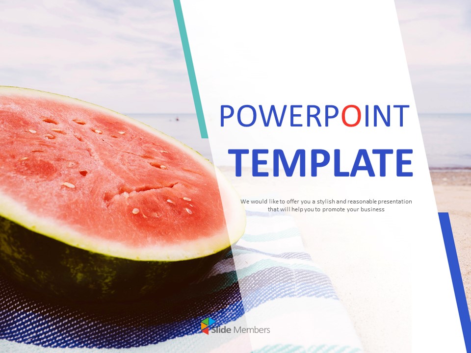 Free Powerpoint Template - Watermelons on the Beach|Slides