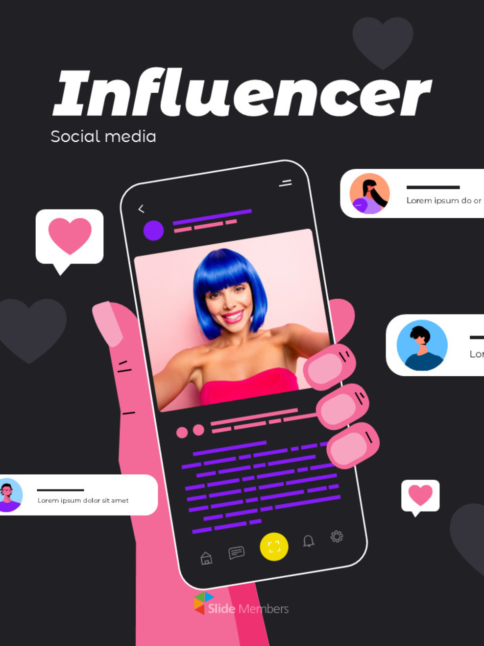 소셜 미디어 인플루언서 개념 회사 프로필 템플릿 디자인