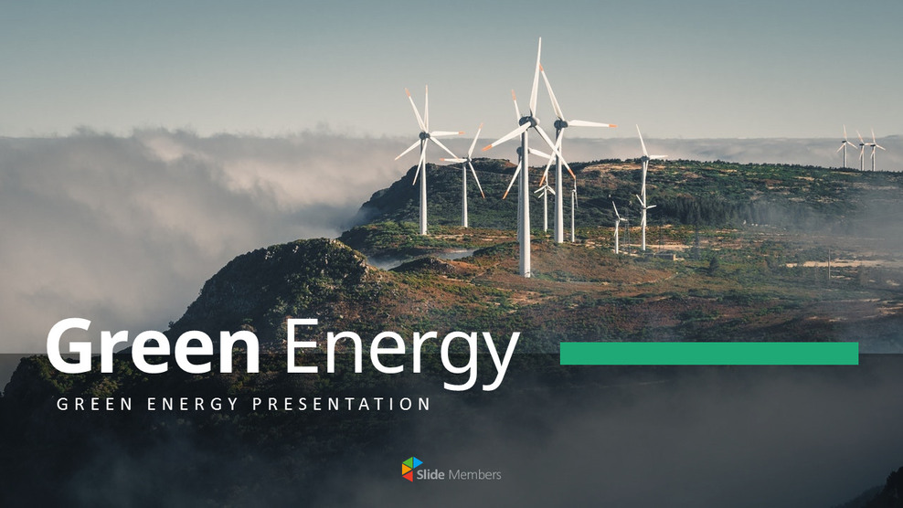 Eco-Friendly Energy Theme PowerPoint Template – Moss Green Deck