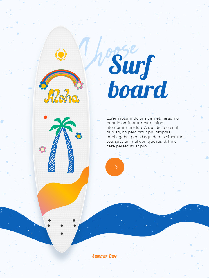 Summer Dive Surfing Theme Creative Google Slides