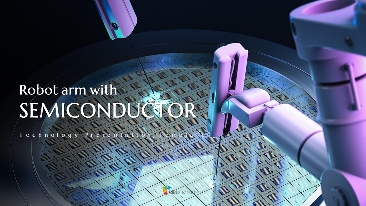 Robot Arm with Semiconductor Google Slides for mac