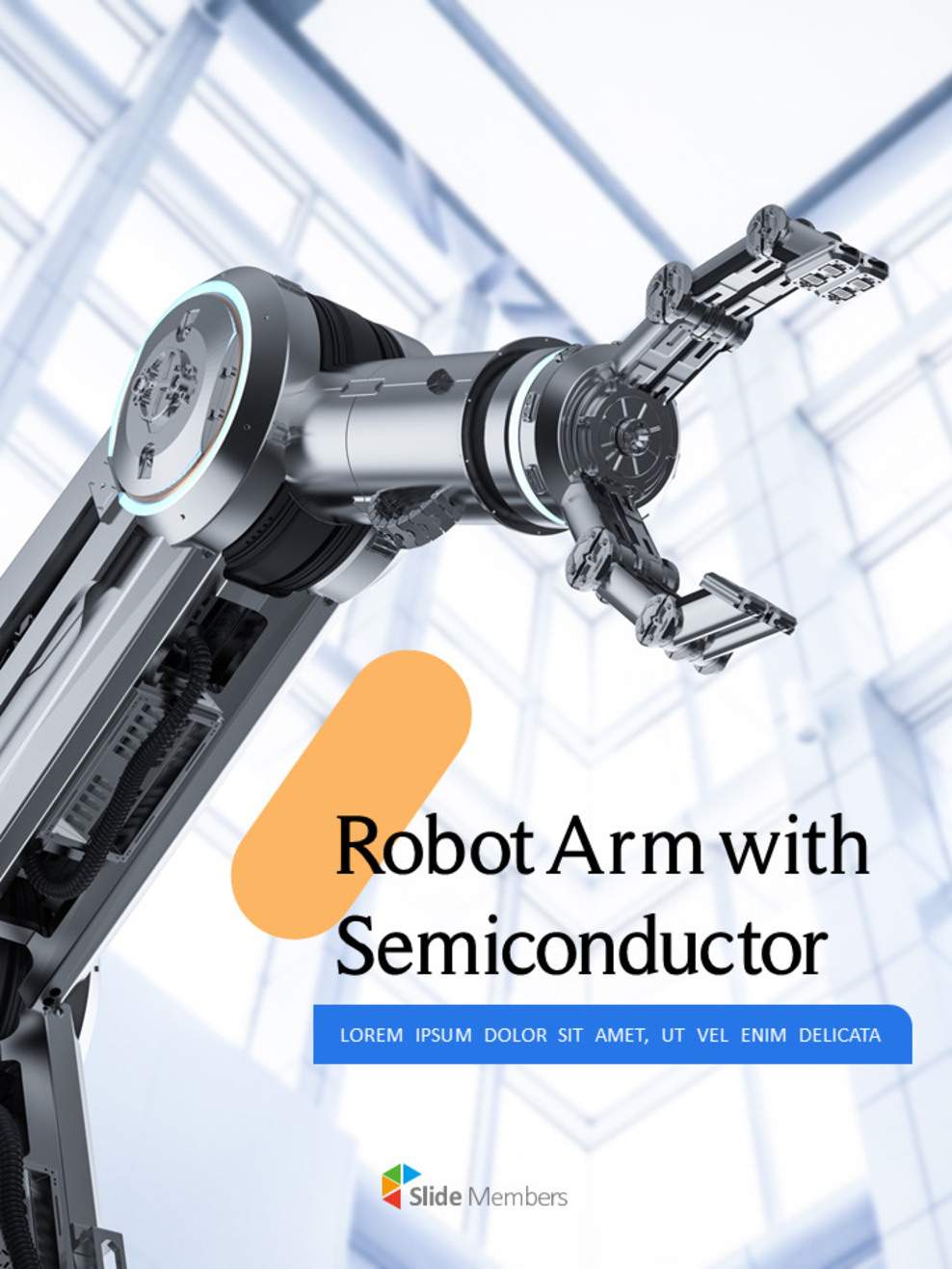 Robot Arm with Semiconductor PowerPoint Design ideas