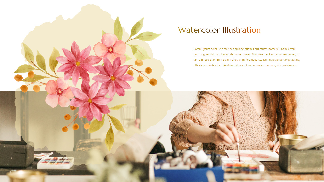 Fall Scenery with Watercolors Simple PPT Templates