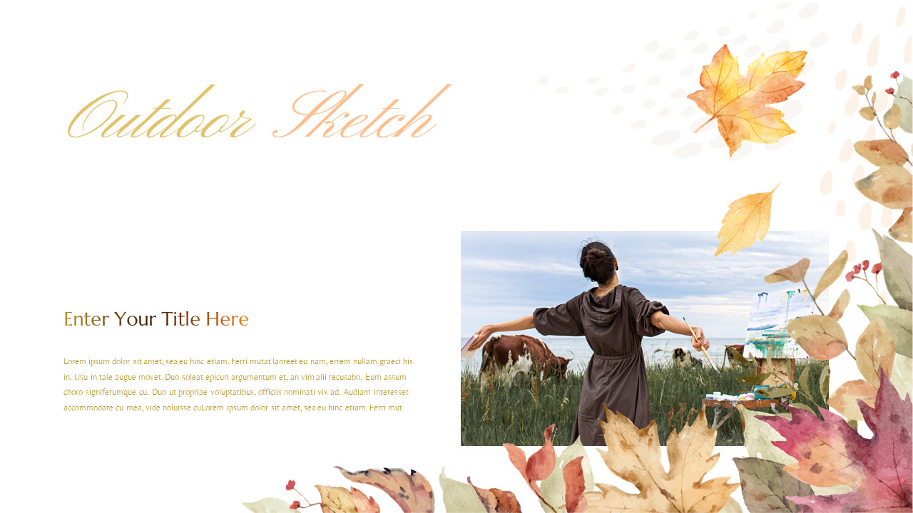 Fall Scenery with Watercolors Simple PPT Templates