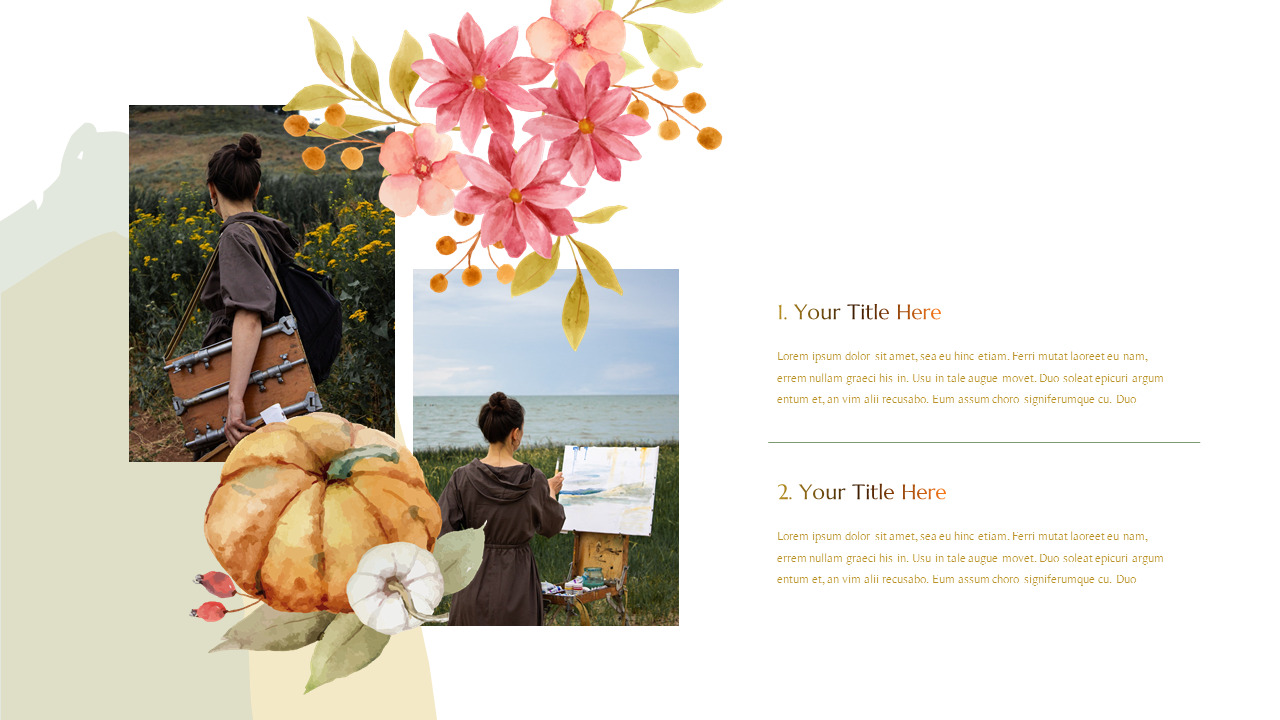 Fall Scenery with Watercolors Simple PPT Templates