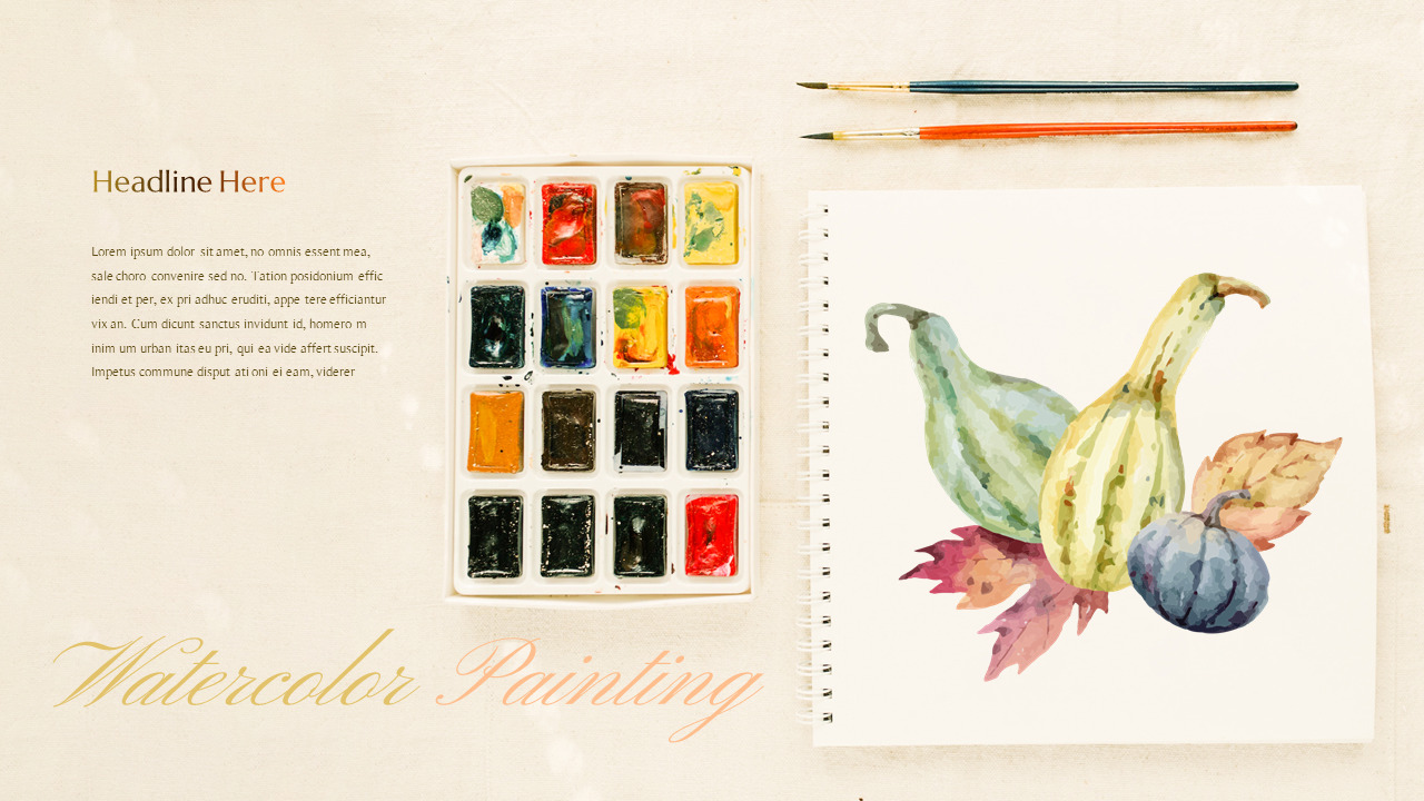 Fall Scenery with Watercolors Simple PPT Templates