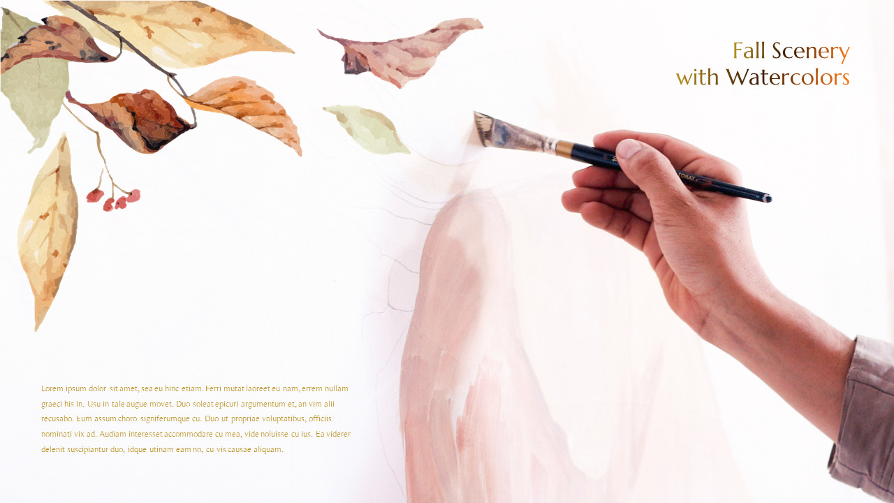 Fall Scenery with Watercolors Google Slides Themes