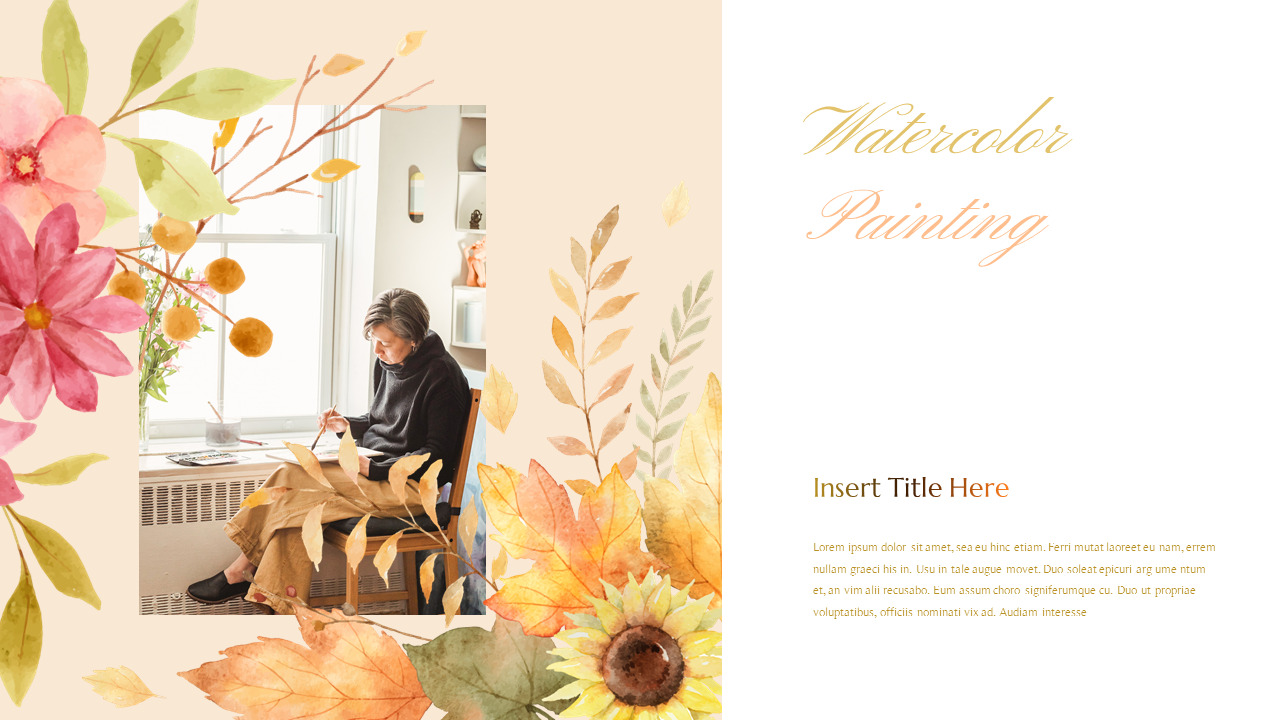 Fall Scenery with Watercolors Google Slides Themes