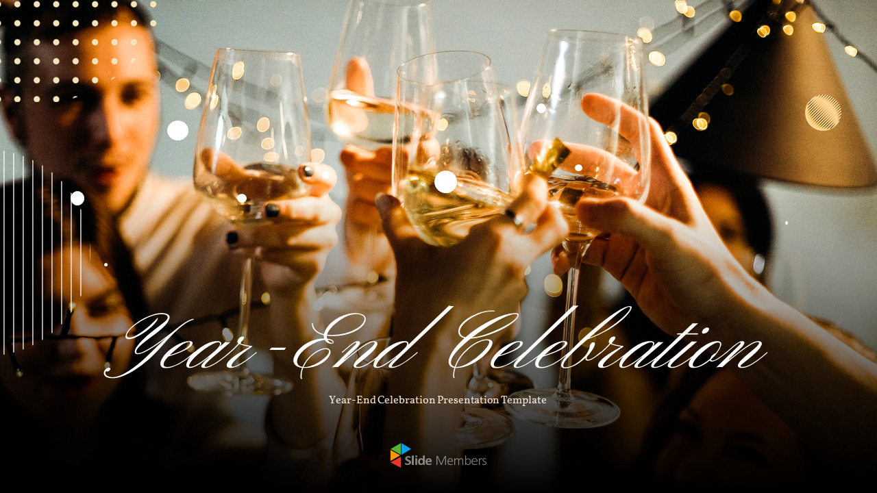 Celebración de fin de año plantilla de diapositivas de google