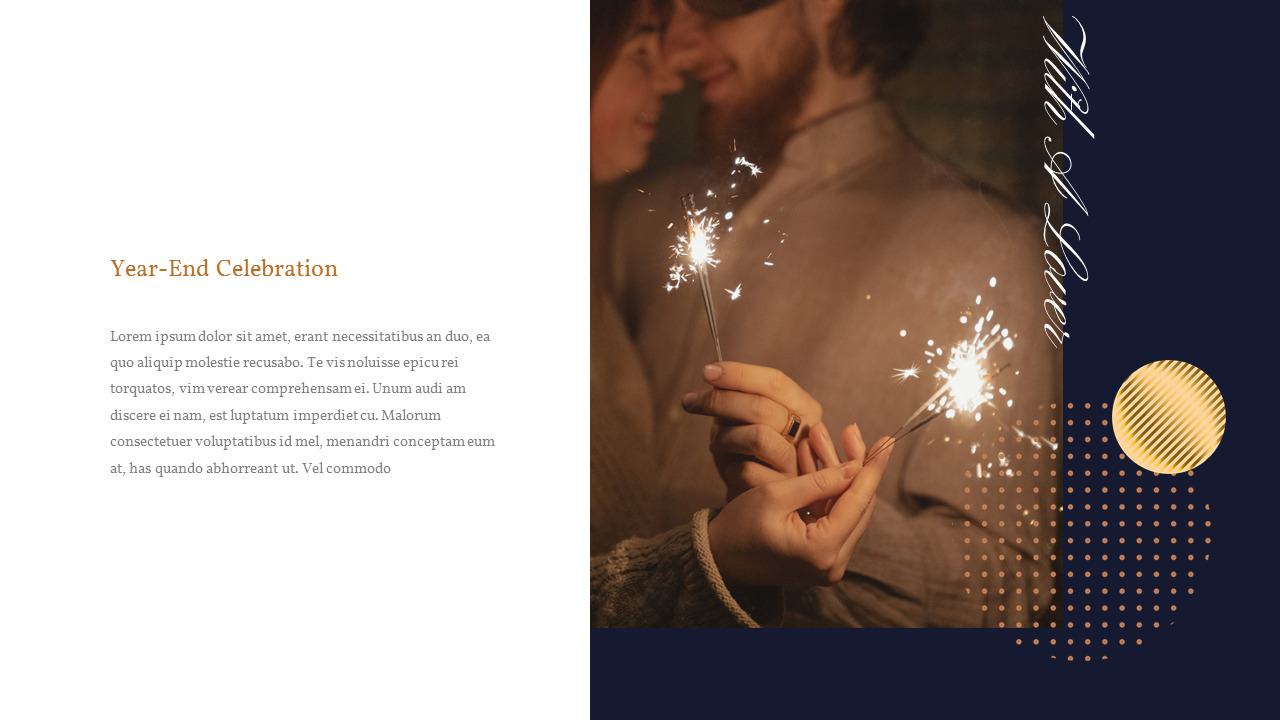 Celebración de fin de año plantilla de diapositivas de google