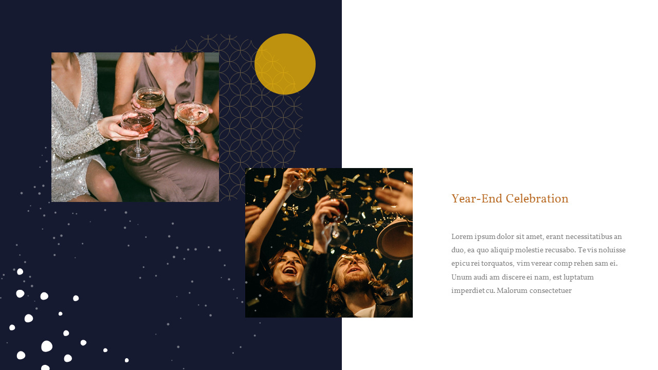 Celebración de fin de año plantilla de diapositivas de google