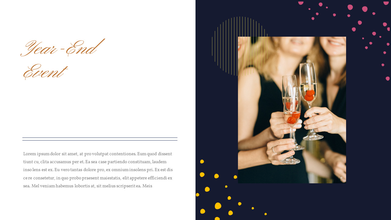 Celebración de fin de año plantilla de diapositivas de google