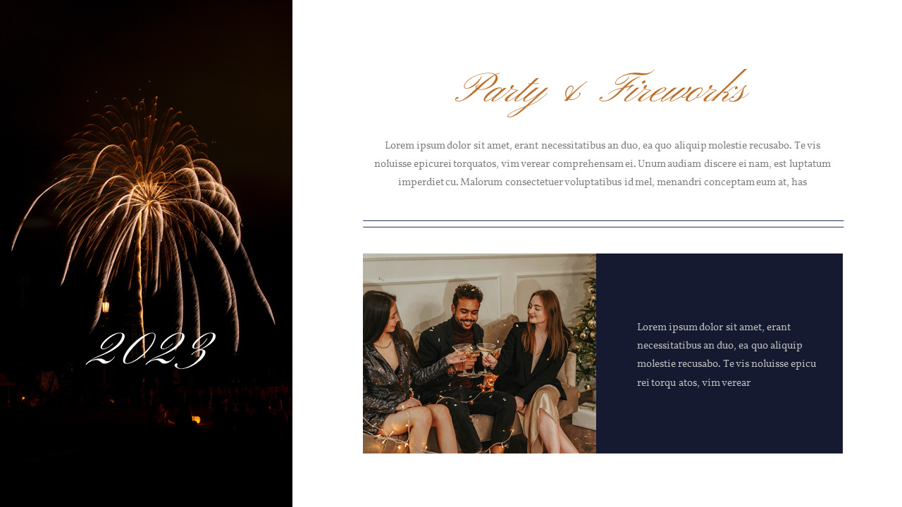 Celebración de fin de año plantilla de diapositivas de google