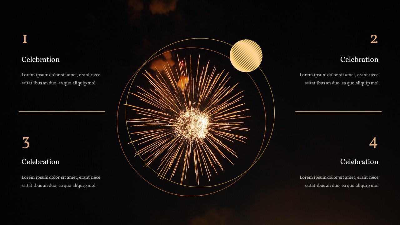 Celebración de fin de año plantilla de diapositivas de google