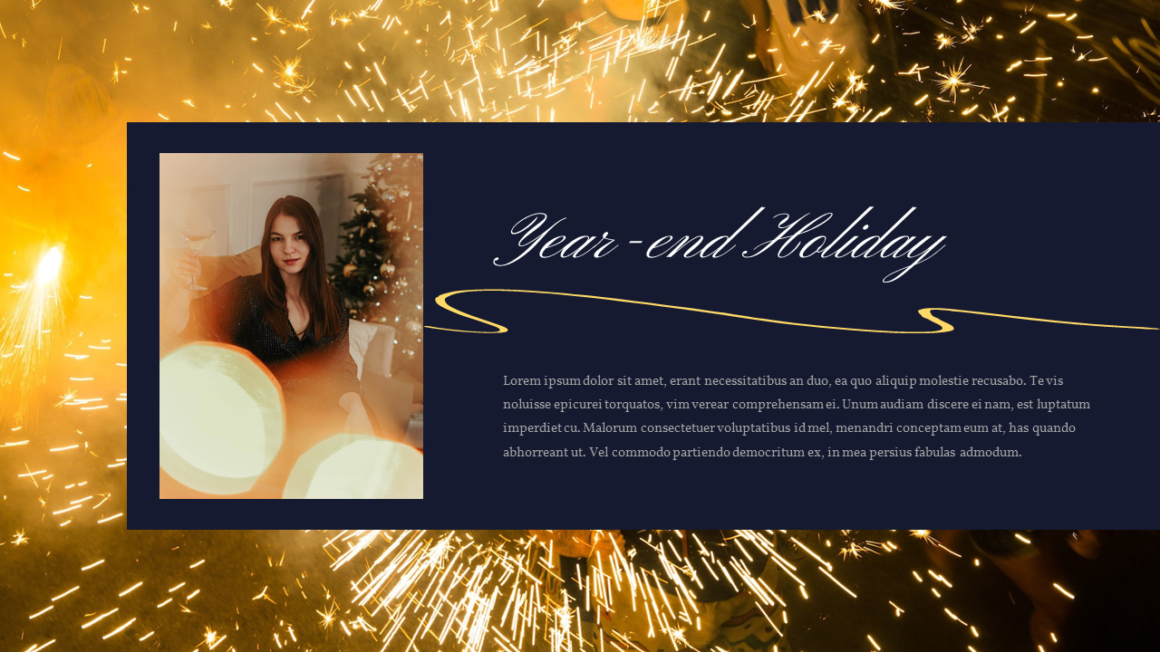 Celebración de fin de año plantilla de diapositivas de google