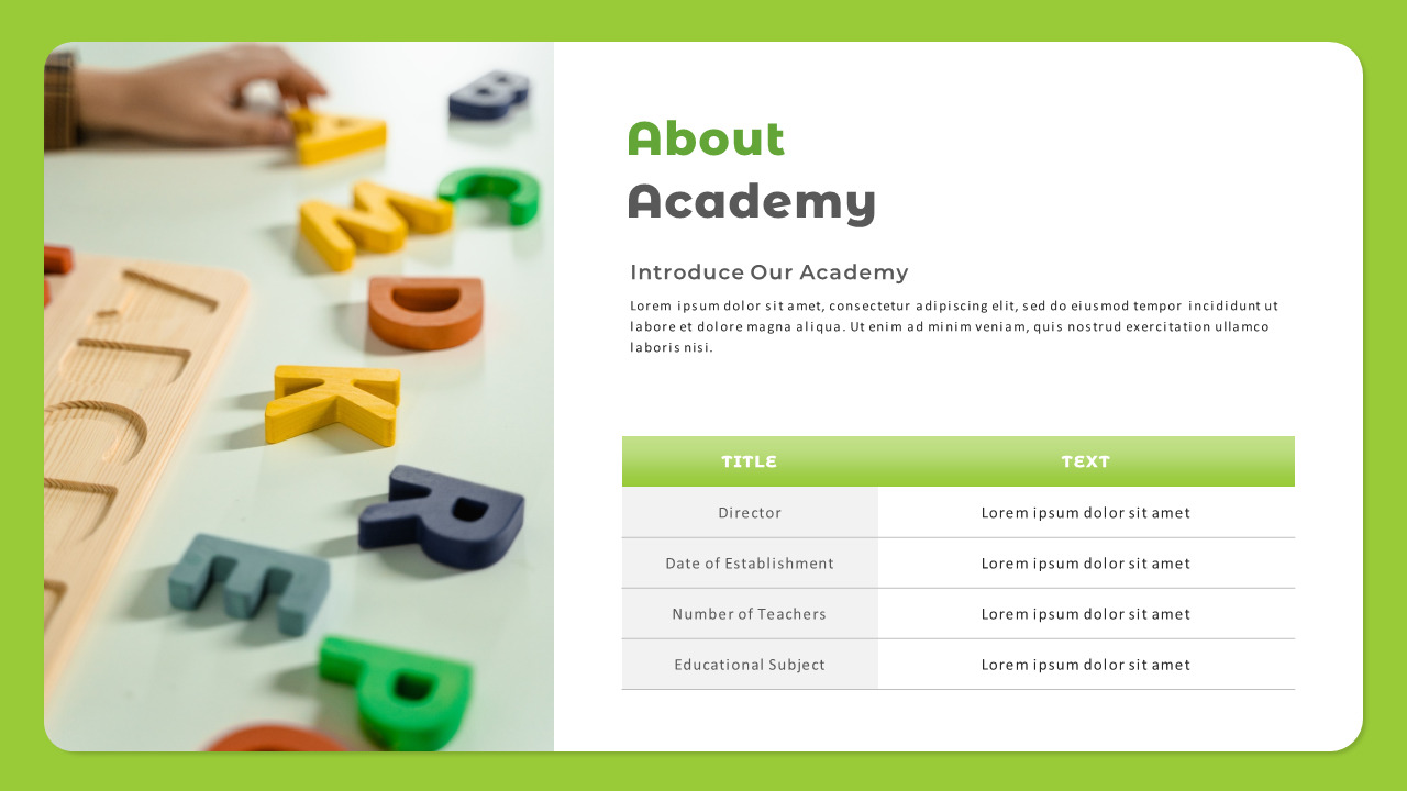 English Academy Introduction Easy PPT Template
