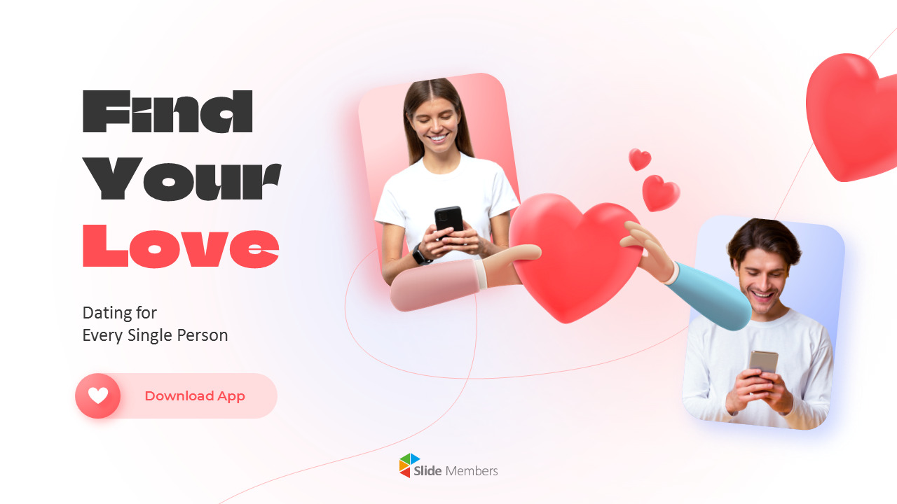 Find Your Love Dating App Minimalist Powerpoint Template