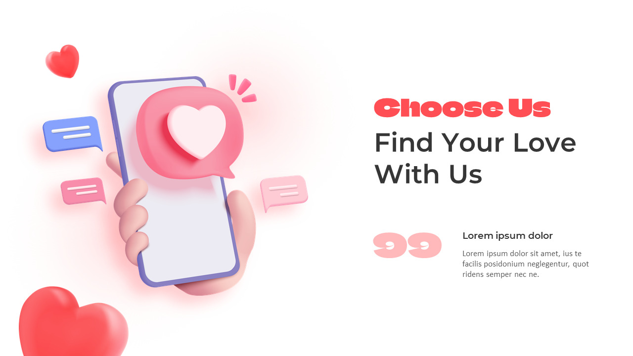 Find Your Love Dating App minimalist powerpoint template