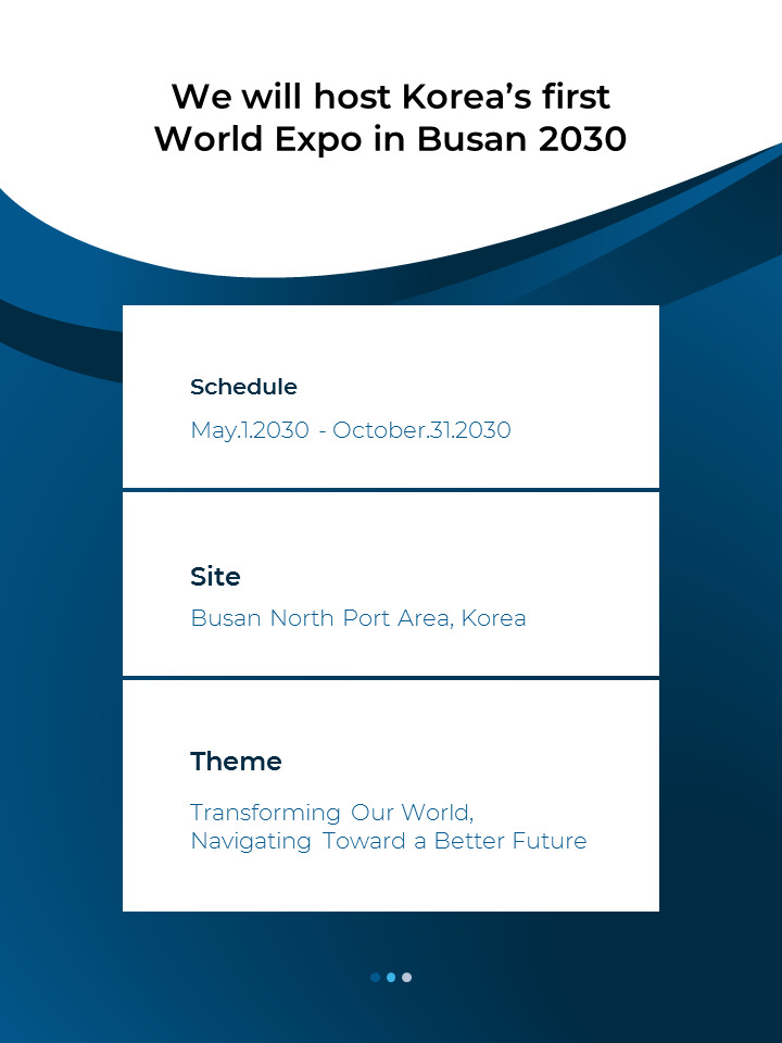 World EXPO 2030 BUSAN, KOREA presentation slide design