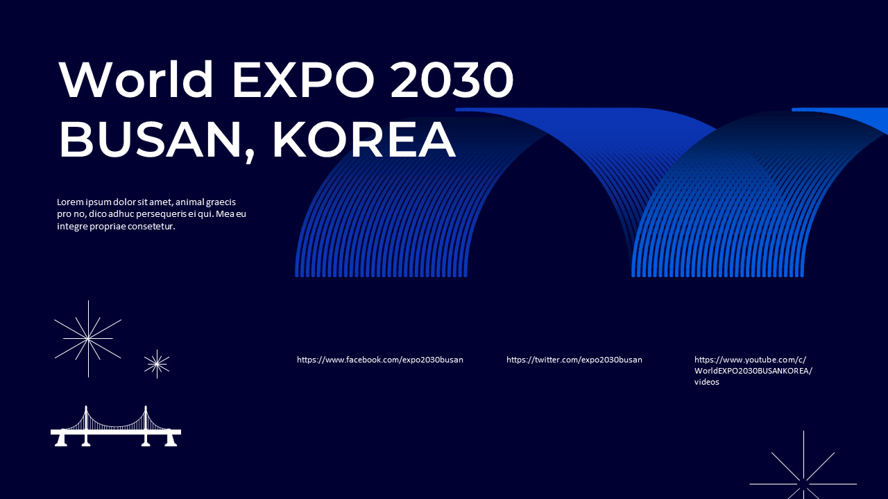 World EXPO 2030 BUSAN, KOREA Pitch Deck Startup PPT Templates