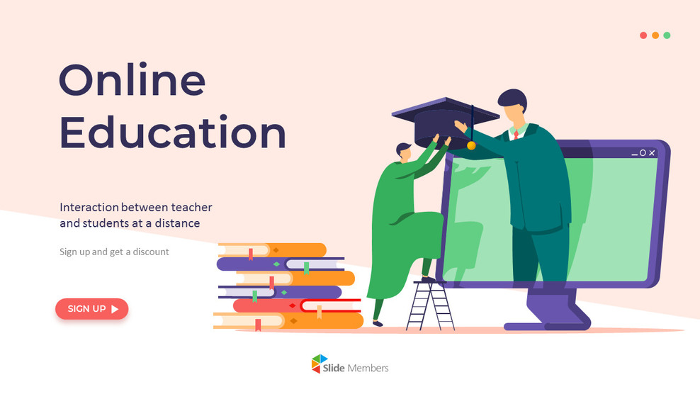Online Education Illust Pitch Deck Easy PPT Template