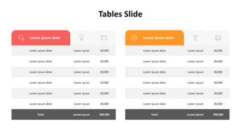 Comparison Tables Slide|Diagram