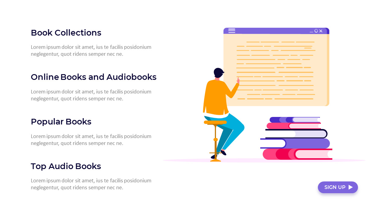Online Library Illust Pitch Deck Presentation Animated Slides