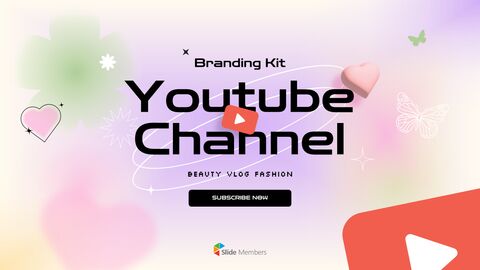 PowerPoint의 Youtube 채널 아트 키트 프레젠테이션 애니메이션 슬라이드