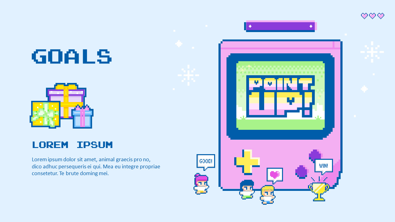 Presentación del concepto de Pixel Art plantilla de presentación de inicio