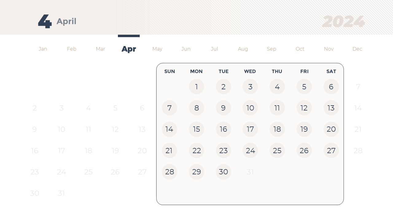 Interactive Calendar 2024 PowerPoint Slides|Templates