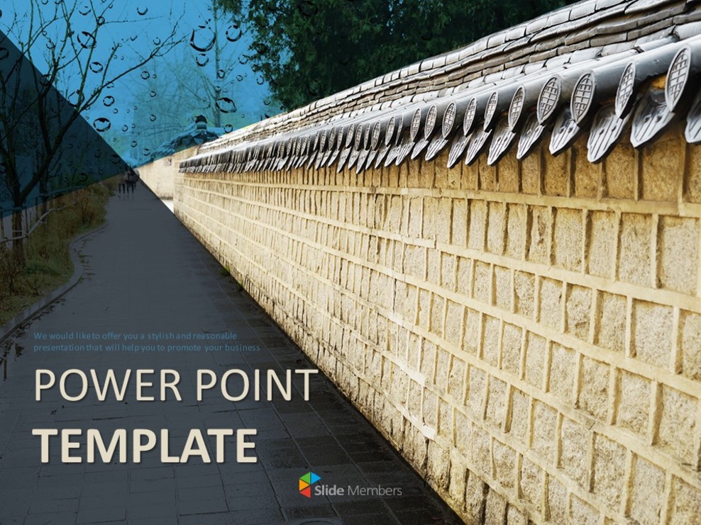Free Design Template - Rainy Stonewall Walkway