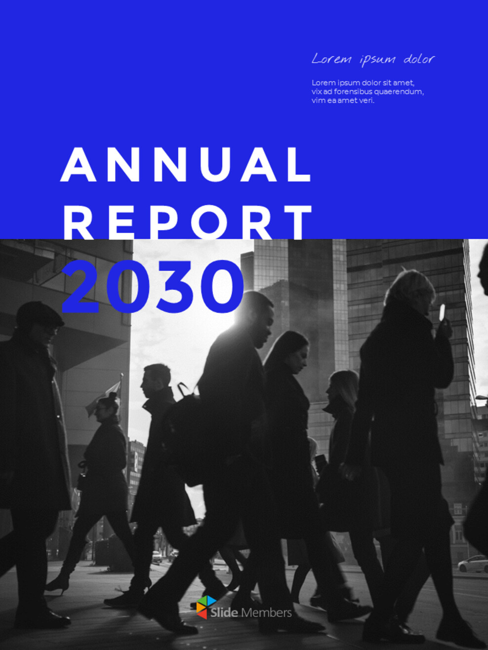 Blue Simple Layout Annual Report Custom Google Slides Template