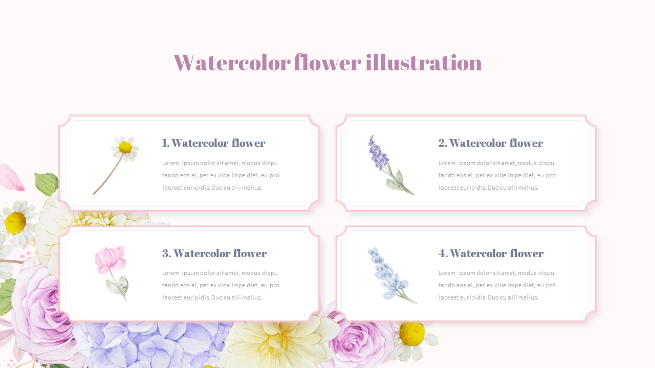 Watercolor flower illustration portfolio powerpoint