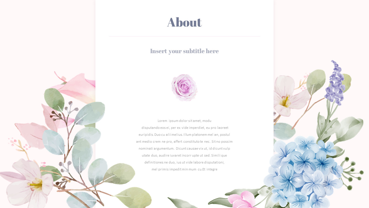 Watercolor flower illustration portfolio powerpoint