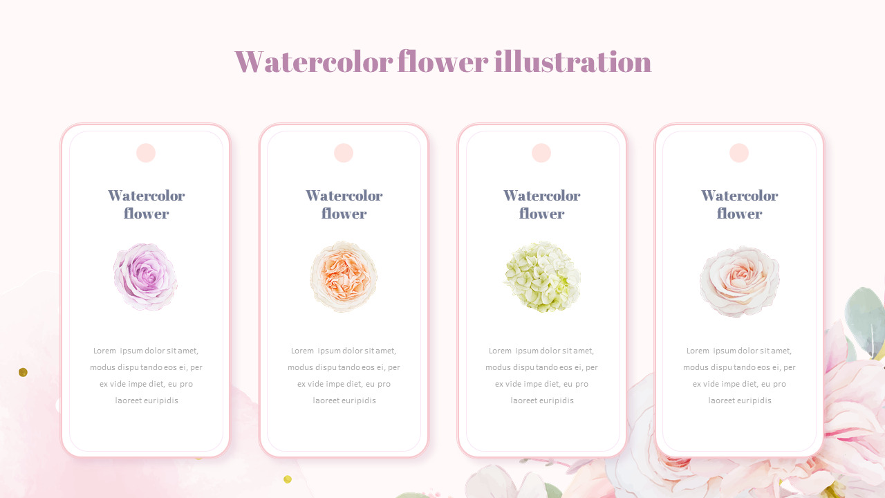 Watercolor flower illustration portfolio powerpoint