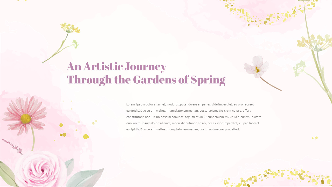 Watercolor flower illustration portfolio powerpoint