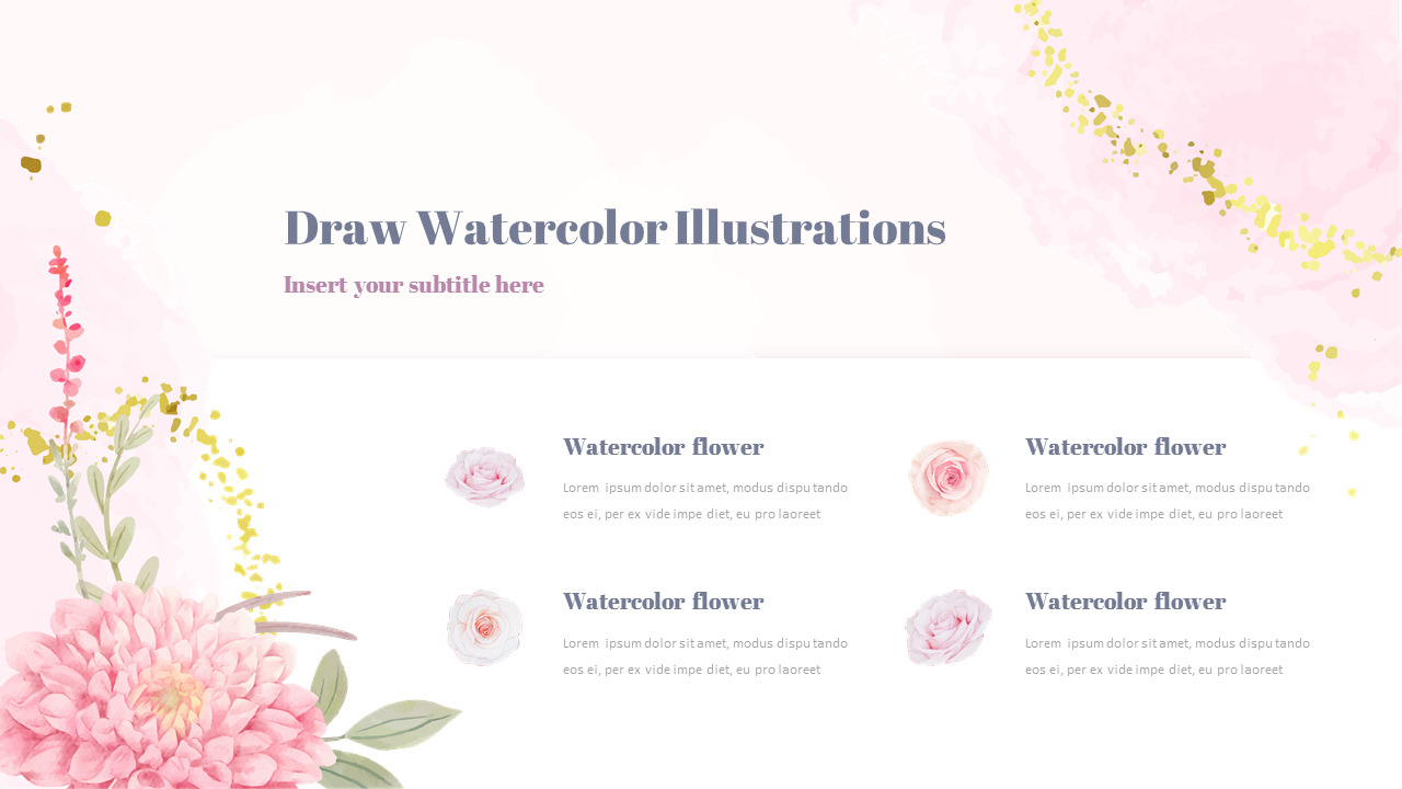 Watercolor flower illustration Best Google Slides
