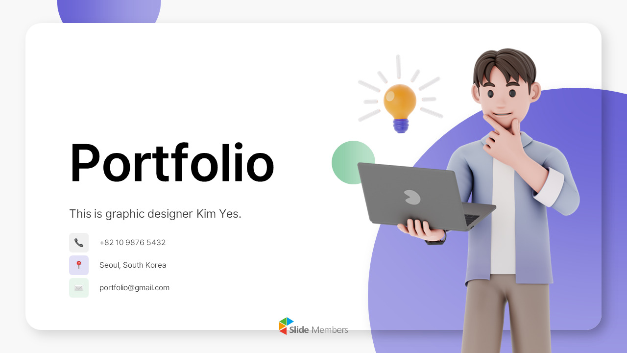 3D Character Portfolio google slides presentation slides