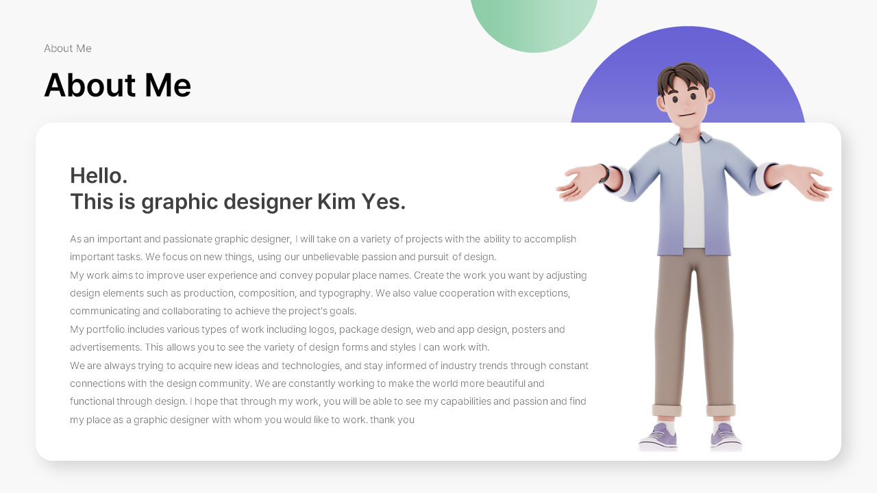 3D Character Portfolio google slides presentation slides