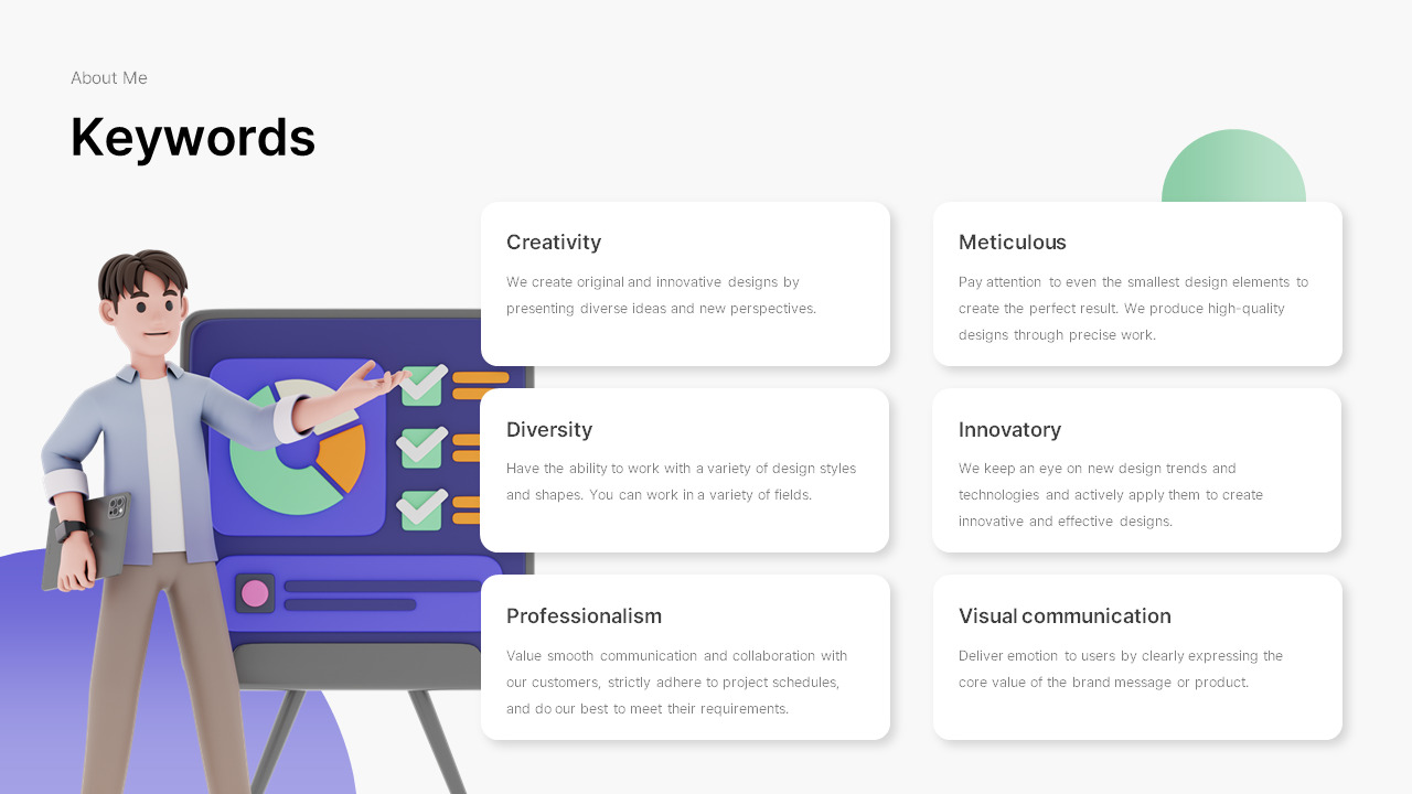 3D Character Portfolio google slides presentation slides