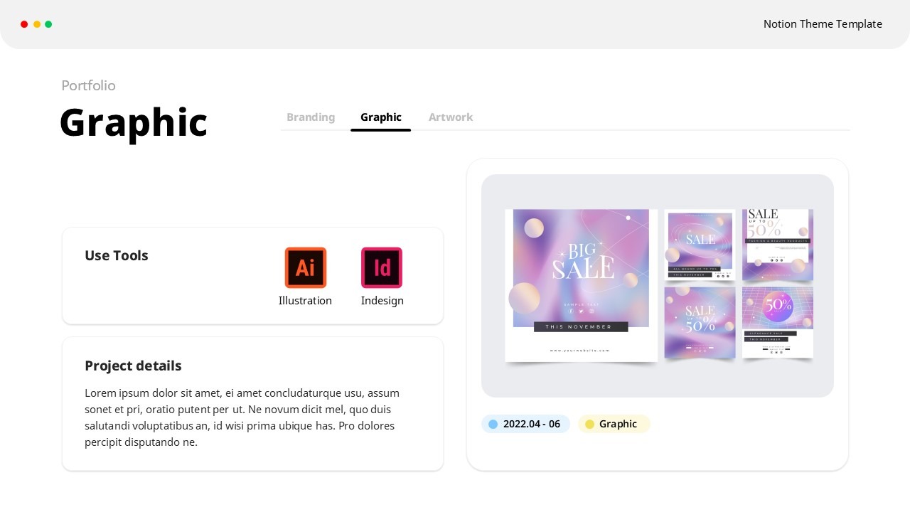 Design Portfolio Notion Concept powerpoint layout