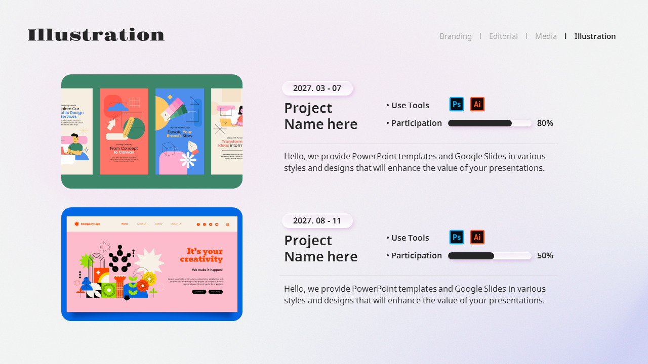 Graphic Design Portfolio startup pitch
